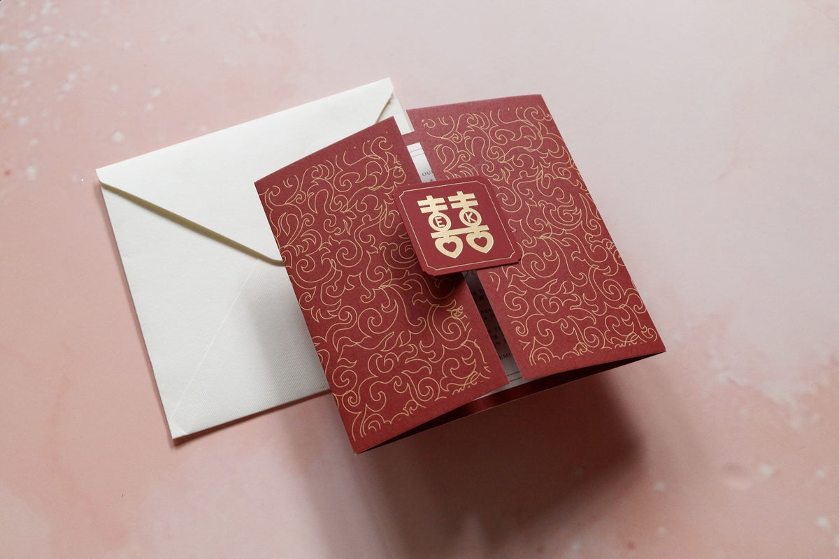 Gatefold Red and Gold Tinghun Invitation / Manila – Ink Scribbler