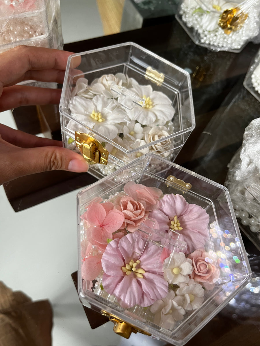 Floral Hexagon Ring Box - Ink Scribbler