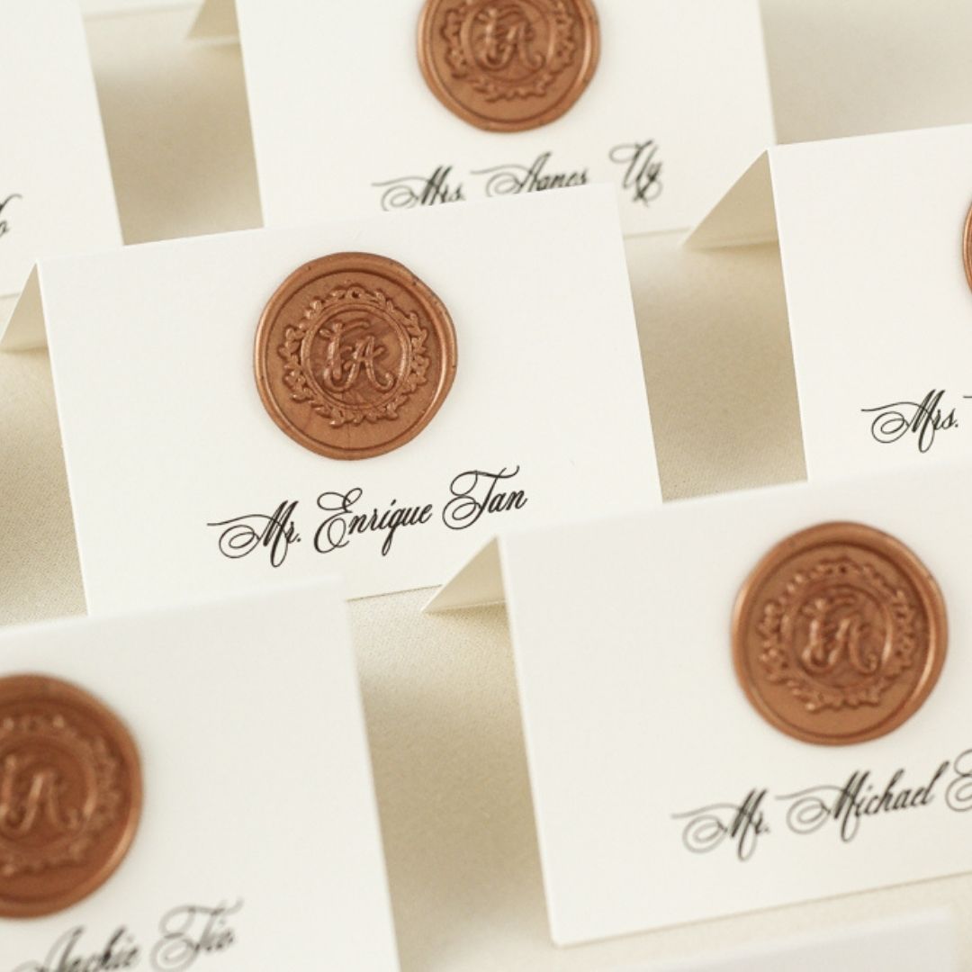 Place Card Stamps Scroll Place Card | Handmade Paper Place Card