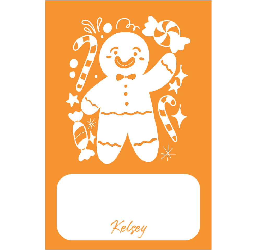 Orange Gingerbread Man Gift Tag - Ink Scribbler